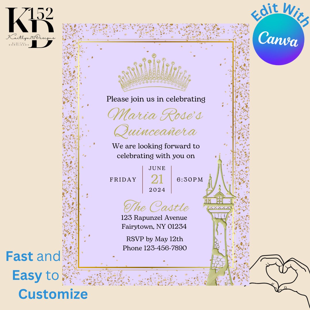 EDITABLE, Rapunzel Theme Birthday Invitation, Digital Download ...