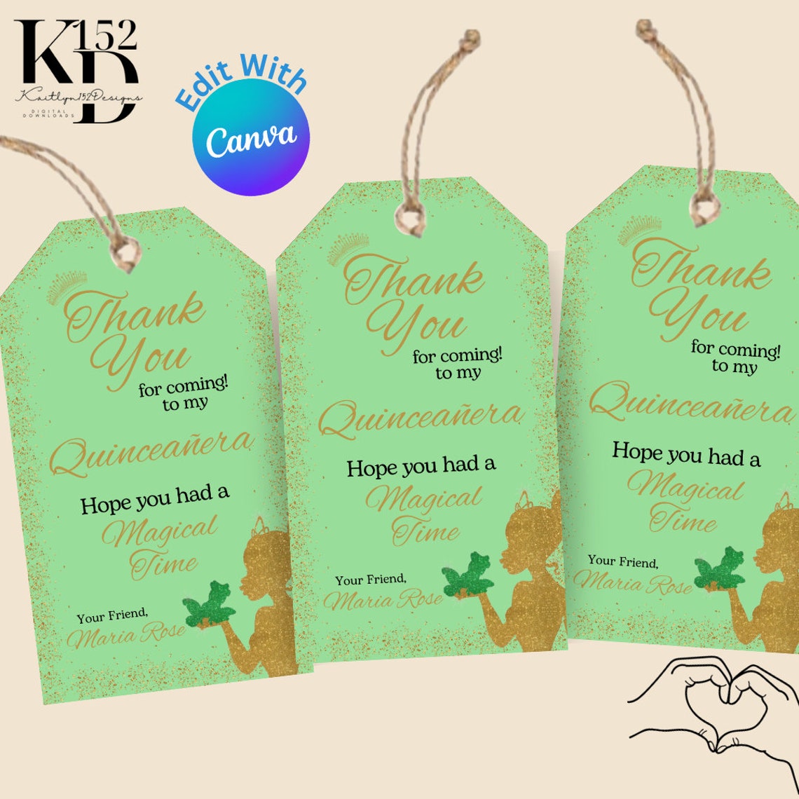 Editable Princess and the Frog Gift Tag, Tiana Theme (digital Download ...