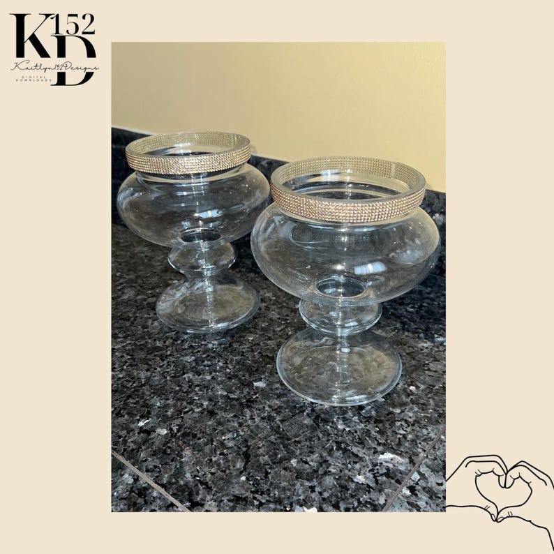 Curvy Glass Vase, Set of 2, Glass Jar, Centerpiece, Candy Table/buffet ...