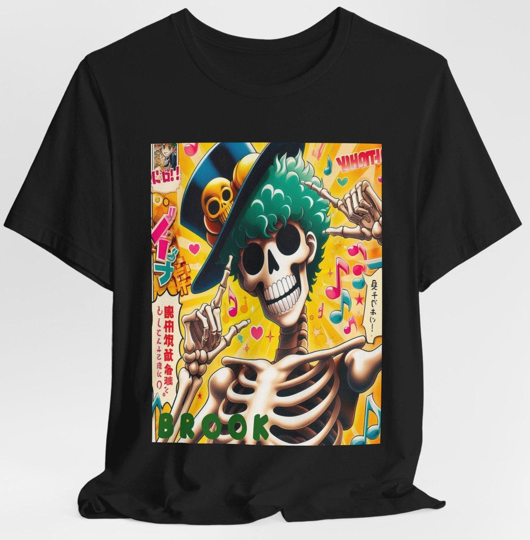 Brook Anime T-shirt,one Piece, yohohoho Music Brings Life, Even to a ...