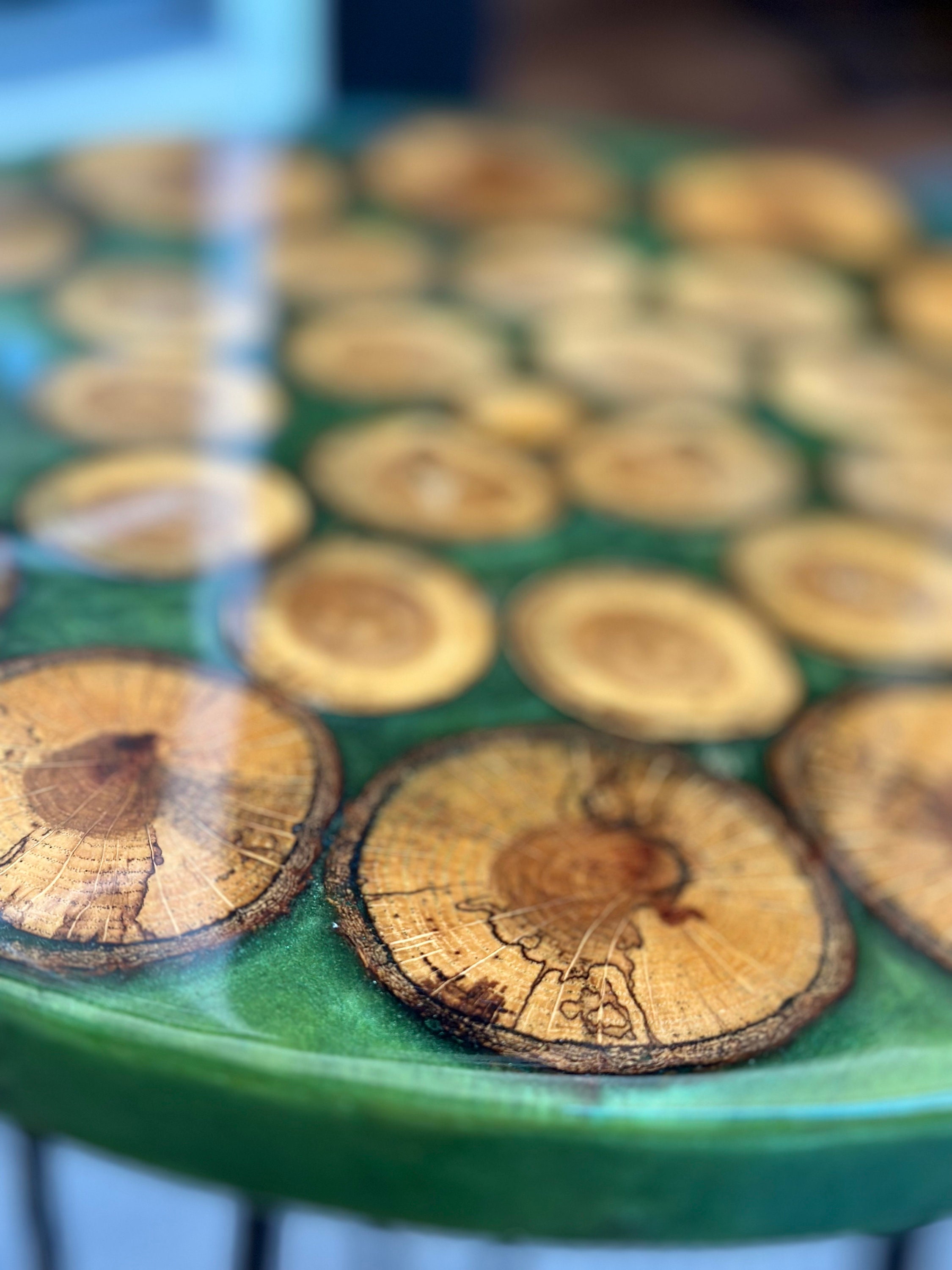 Round Epoxy Coffee Table, Green - Etsy