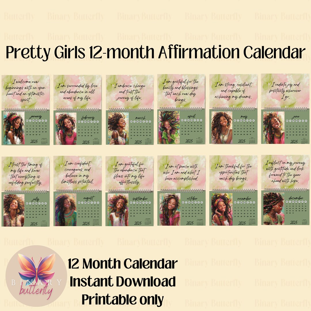 Pretty Girls 2025 Affirmation Calendar | Joyful Expressions | 11x8.5 ...
