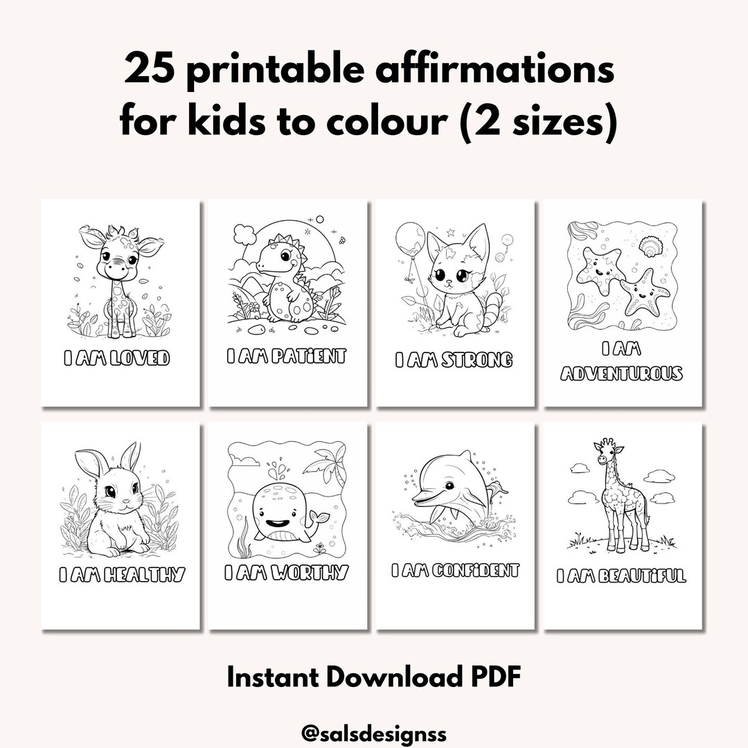 Kids Printable Affirmations Kids Colouring Sheets Positive Affirmation ...