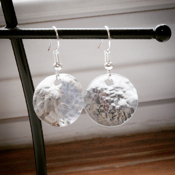 Tiny Round Hammered Metal Earrings - Etsy