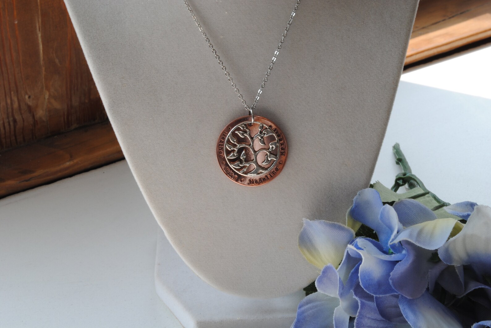 Copper Family Name Necklace With Silver Pewter Tree of Life - Etsy