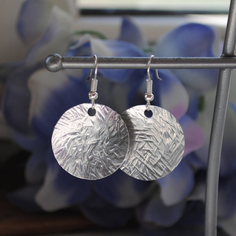 Round Textured Metal Earrings | Etsy