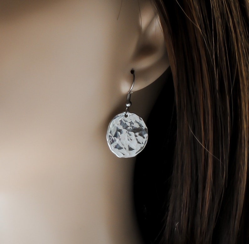 Tiny Round Hammered Metal Earrings - Etsy