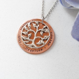 Copper Family Name Necklace With Silver Pewter Tree of Life - Etsy