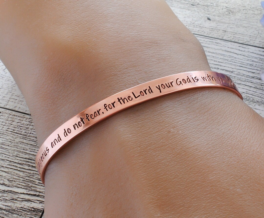 Be Strong and Courageous Copper Cuff Joshua 1:9 - Etsy