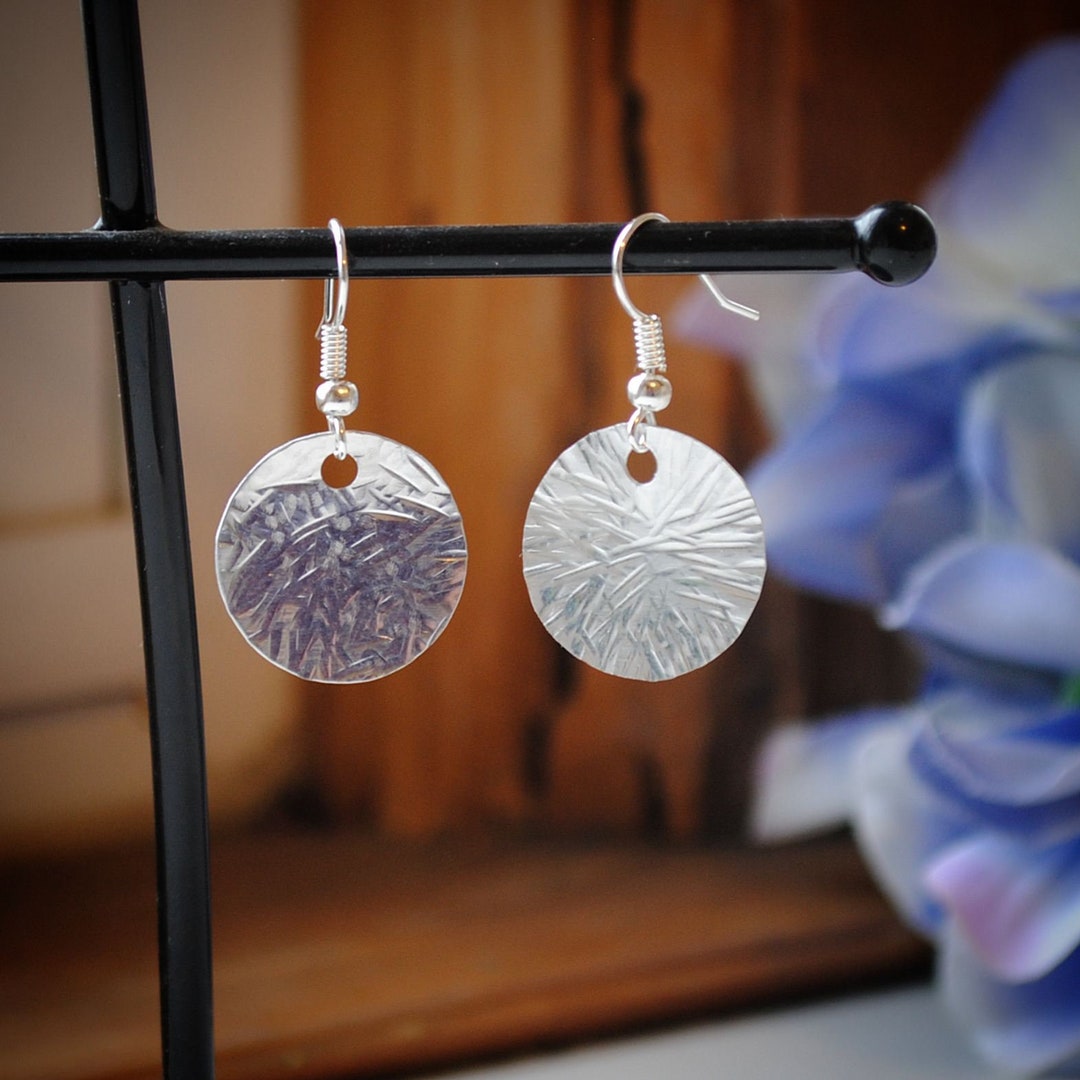 Tiny Round Textured Metal Earrings - Etsy