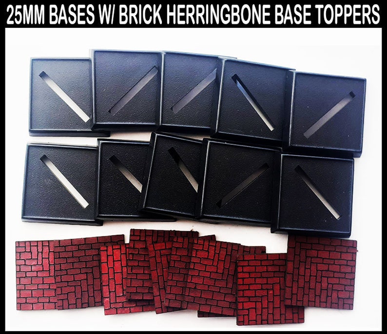 Front-line Games 25mm Round Bases & Prepainted Brick Herringbone Base ...