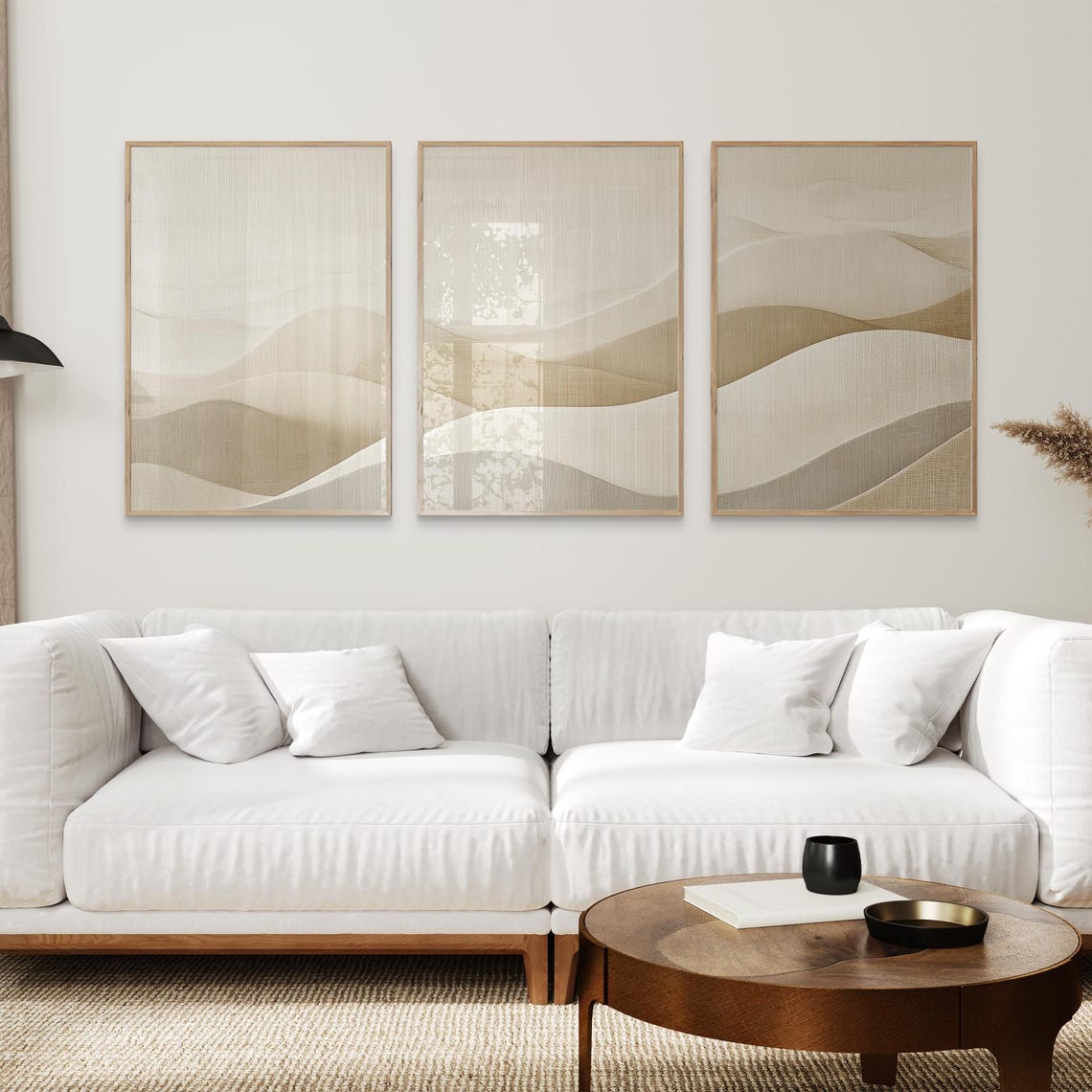Neutral Japandi Wall Art Set of 3, Abstract Sand Waves Printable ...