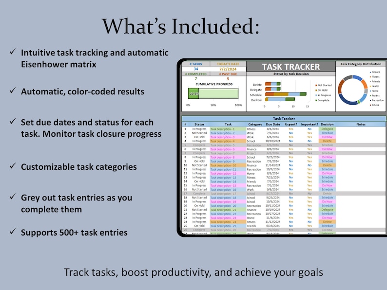 Task Tracker Priority Spreadsheet, to Do List Template, Automatic ...
