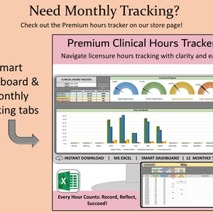 Clinical Hours Tracker Spreadsheet, Excel Licensure Hour Log, Social ...