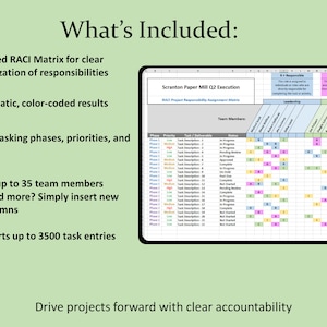 RACI Matrix Spreadsheet, Task Assignment, Project Management Role ...