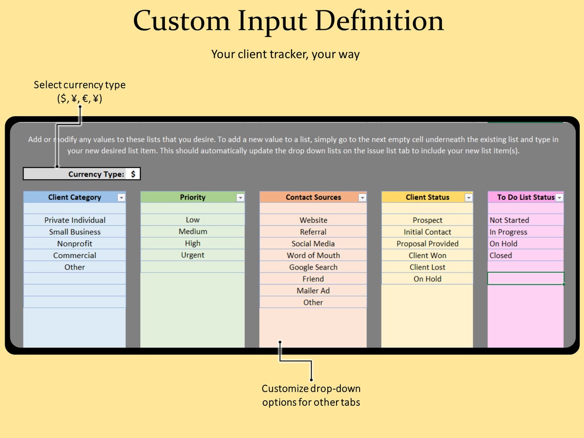Client Tracker Spreadsheet for Small Businesses, Excel CRM Management ...
