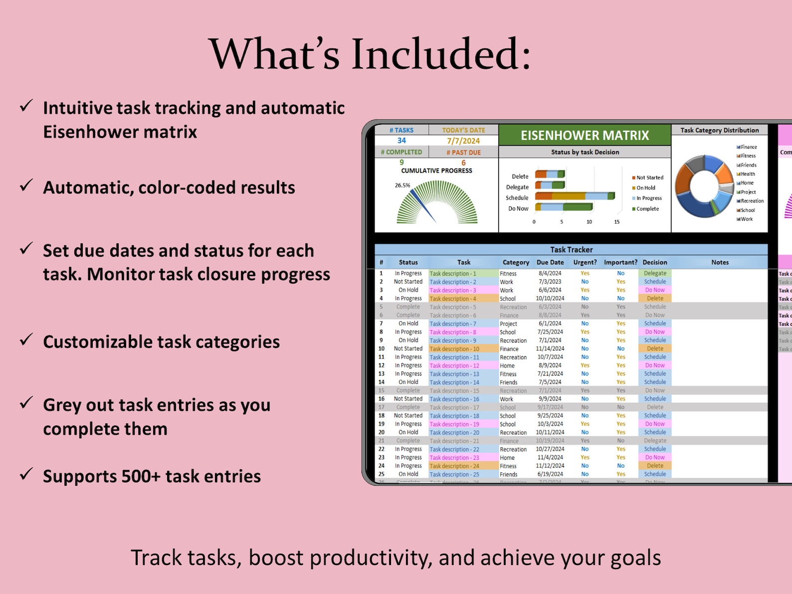 Eisenhower Matrix and Task Tracker, Excel to Do List Priority Template, Task and Activity ...