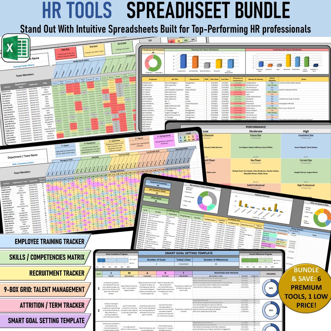 HR Tools Spreadsheet Bundle, Excel Employee Tracking for Skills ...
