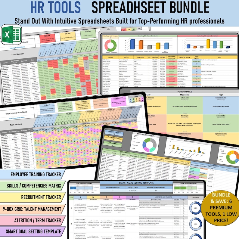 HR Tools Spreadsheet Bundle, Excel Employee Tracking for Skills ...