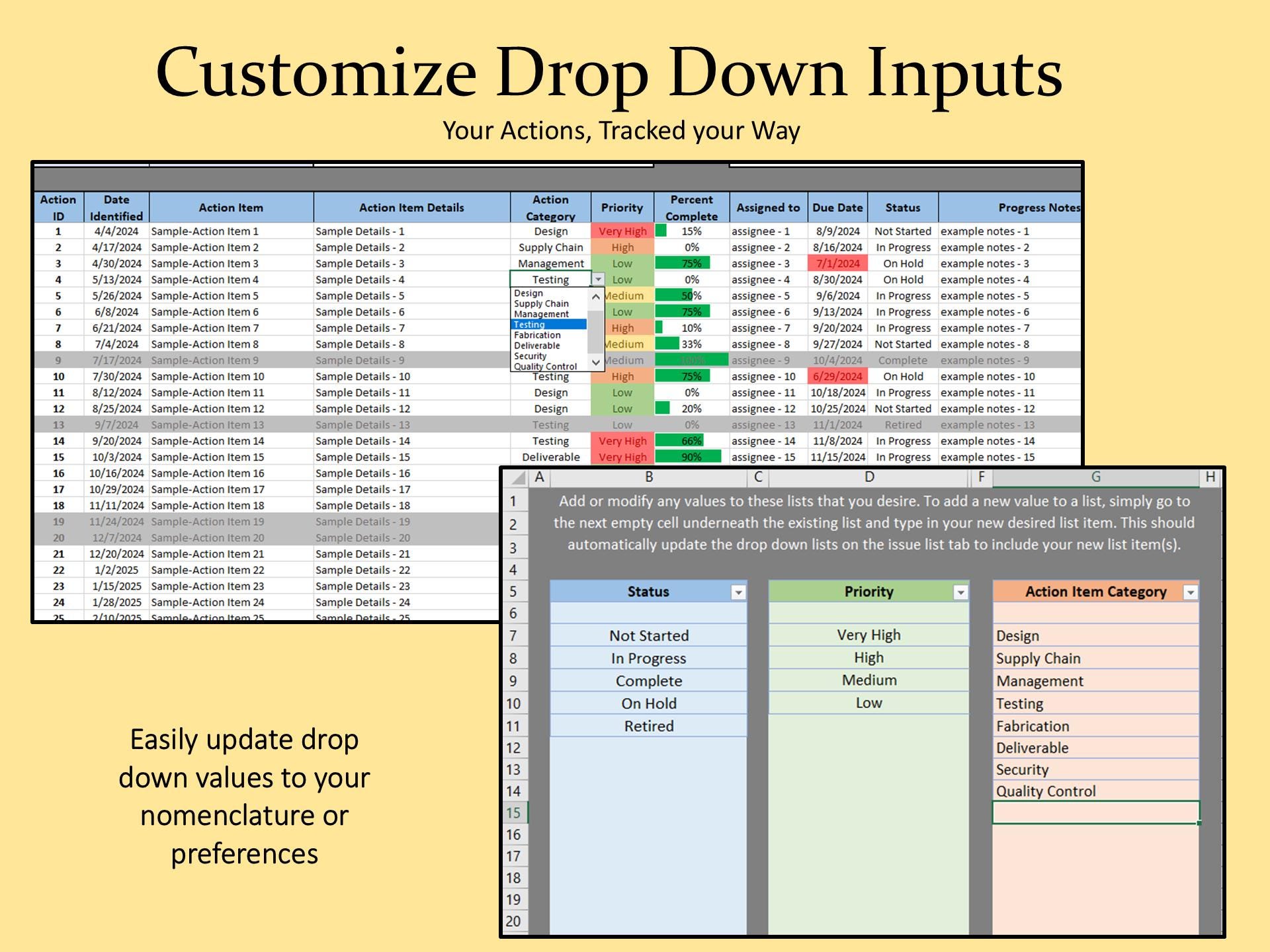 Action Item Tracker Spreadsheet, Google To-do List and Task Tracking ...