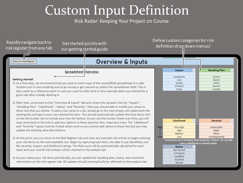 Risk Assessment Spreadsheet, Risk Register Template for Business Risk ...