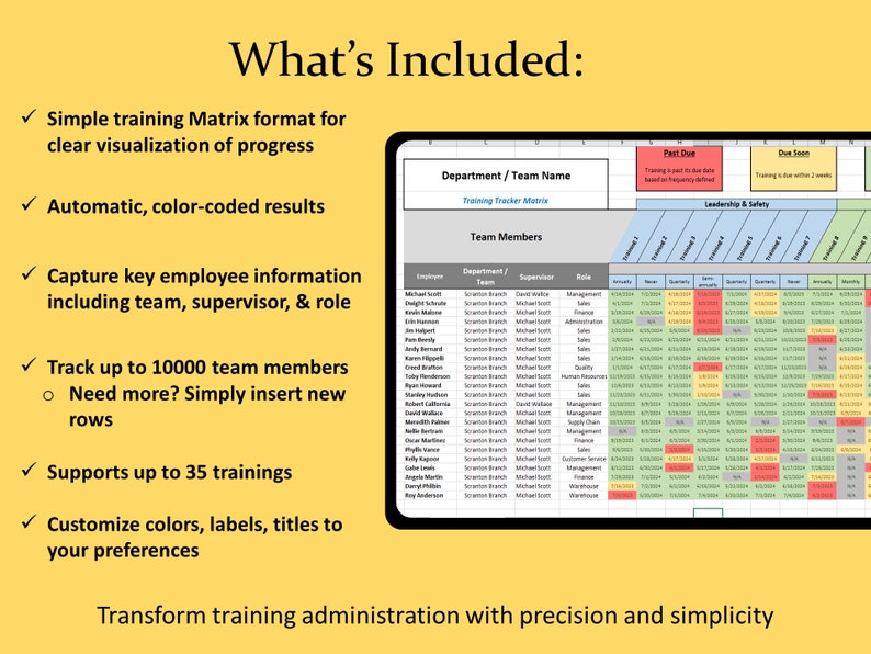 Training Tracker Spreadsheet, Excel Employee Training Matrix, HR ...