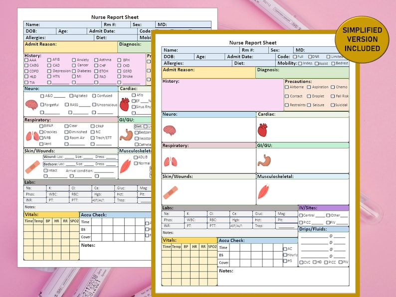 Nurse Report Template, ICU Nursing Report, RN BSN Floor Handoff ...