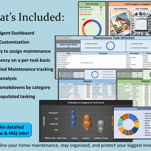 Home Maintenance Tracker Spreadsheet, Excel Home Maintenance Planner ...