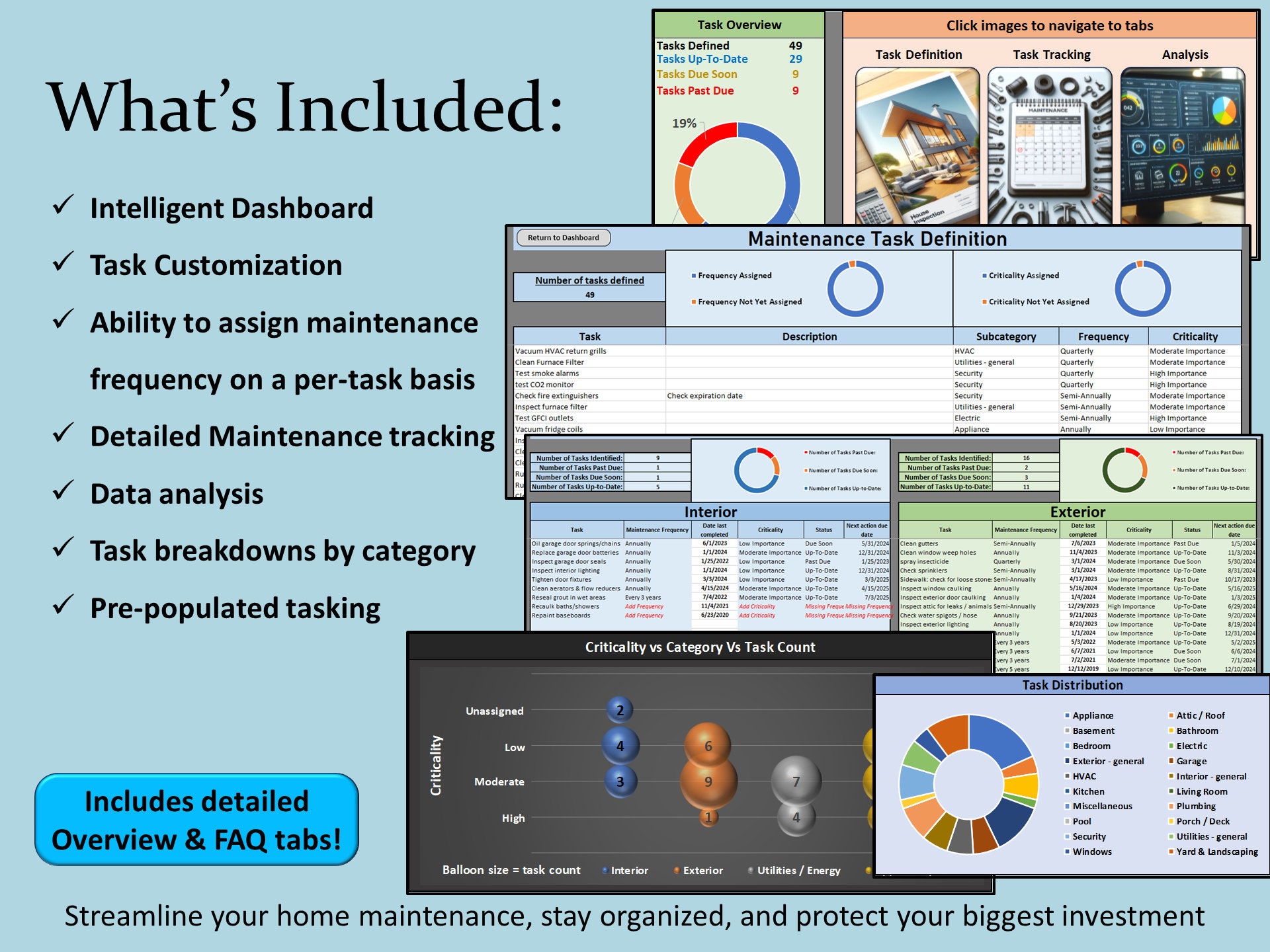 Home Maintenance Tracker Spreadsheet, Excel Home Maintenance Planner ...