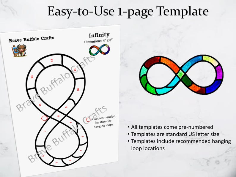 Infinity Symbol Stained Glass Pattern Template, PDF Suncatcher DIY Stencil, Commercial Hobby Art ...