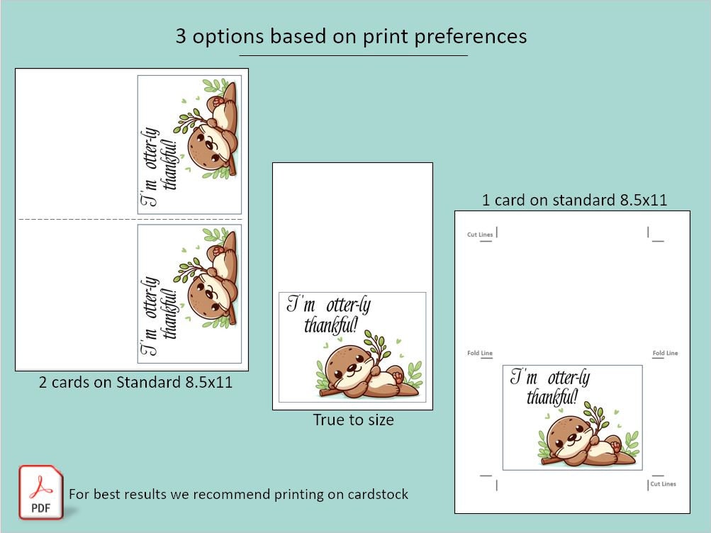 Cute Animal Pun Thank You Note, Digital Download Template Bundle ...