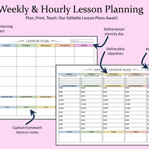 Colorful Lesson Plan Template, Teacher Lesson Planning Printable, Home ...