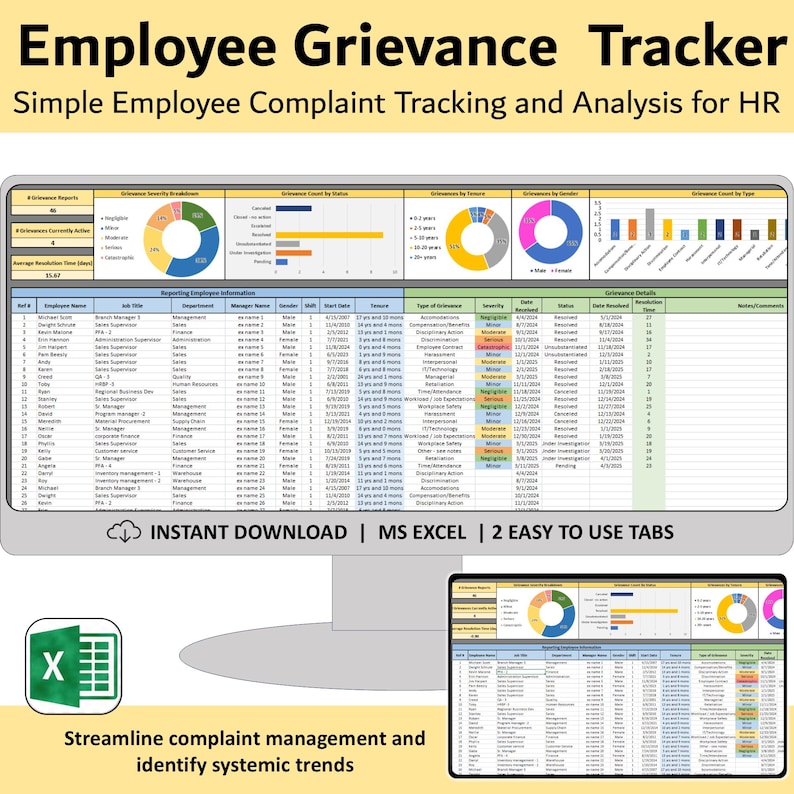 HR Employee Complaint Tracker, Human Resources Workforce Grievance ...
