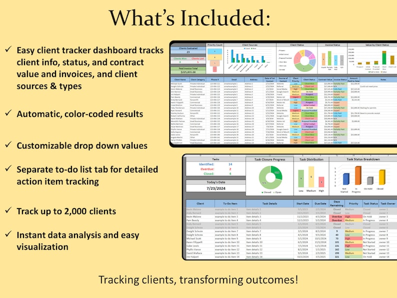 Client Tracker Spreadsheet for Small Businesses, Excel CRM Management ...
