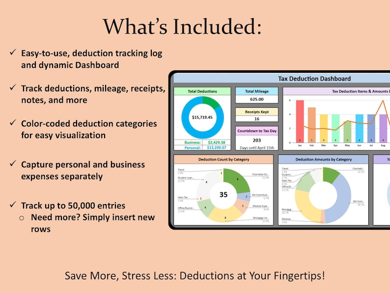 Tax Deduction Tracker Spreadsheet, Google Sheets Itemized Expenses ...