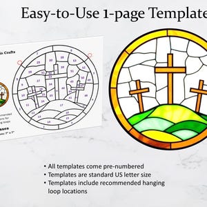 3 Crosses on Calvary, Stained Glass Pattern. Christian DIY Template ...