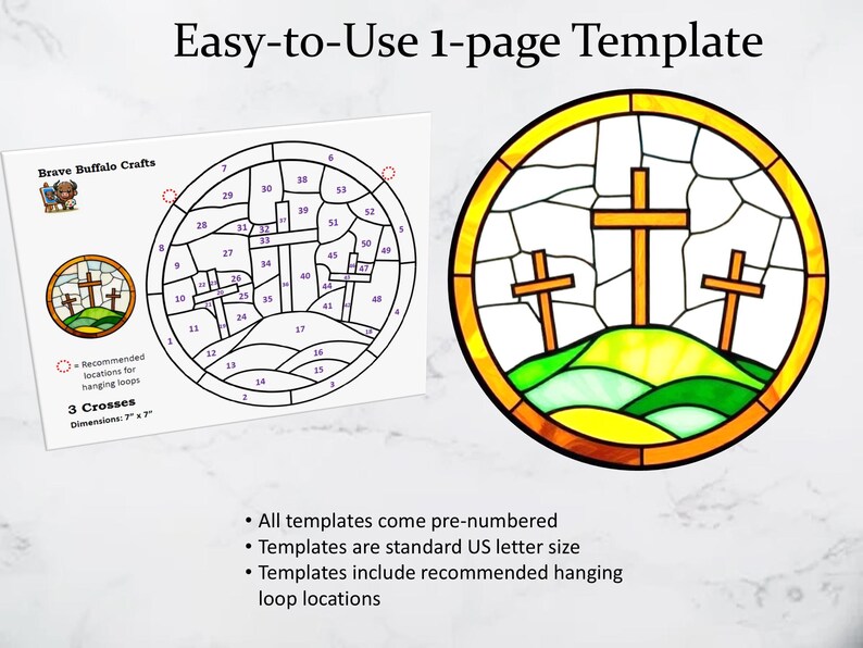 3 Crosses on Calvary, Stained Glass Pattern. Christian DIY Template ...