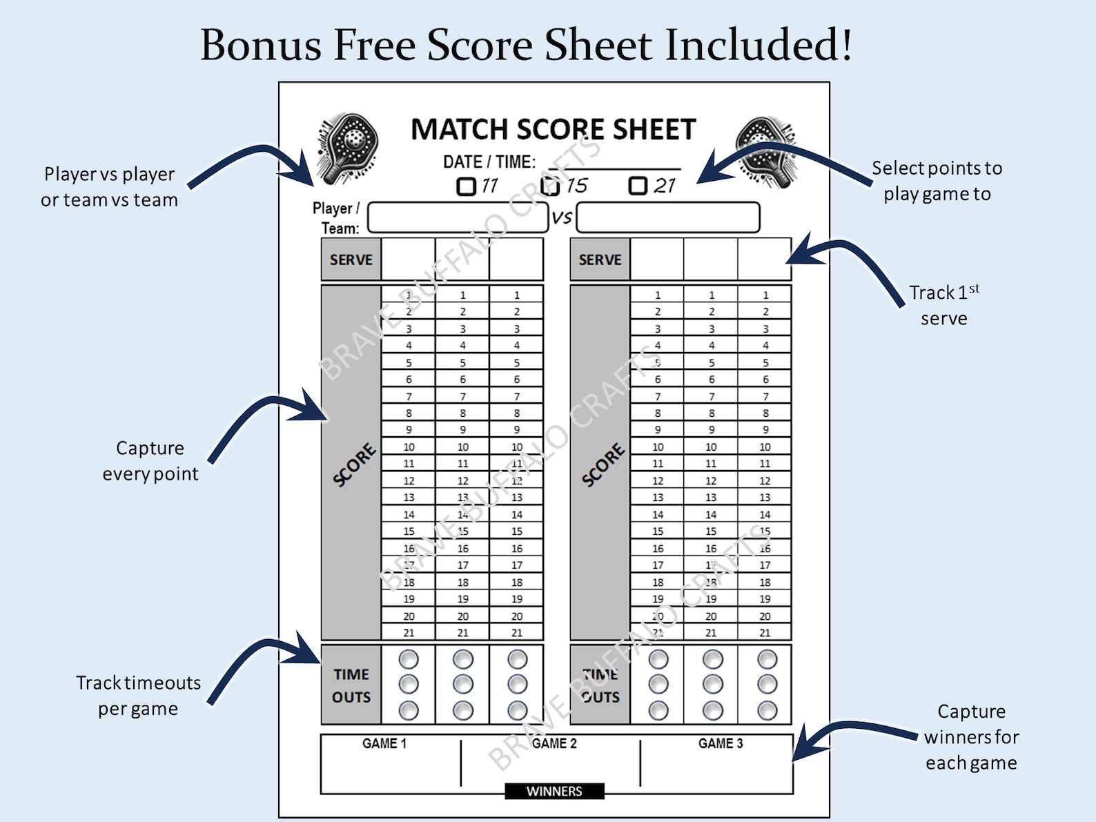 Pickleball Tournament Bracket Template Bundle, Round Robin, Double ...
