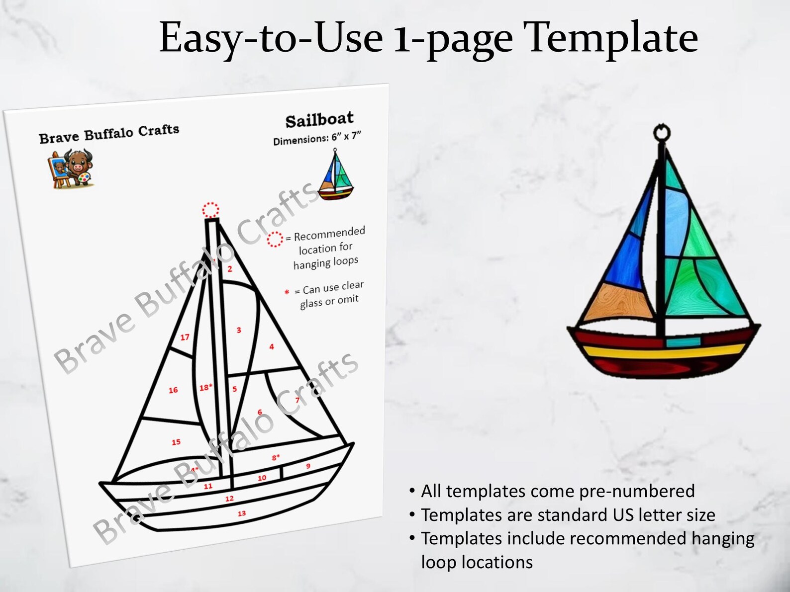 Sailboat Stained Glass Pattern Template, PDF Suncatcher DIY Stencil ...