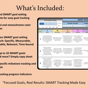 SMART Goal Setting Template, Objectives Tracking Spreadsheet, Excel ...