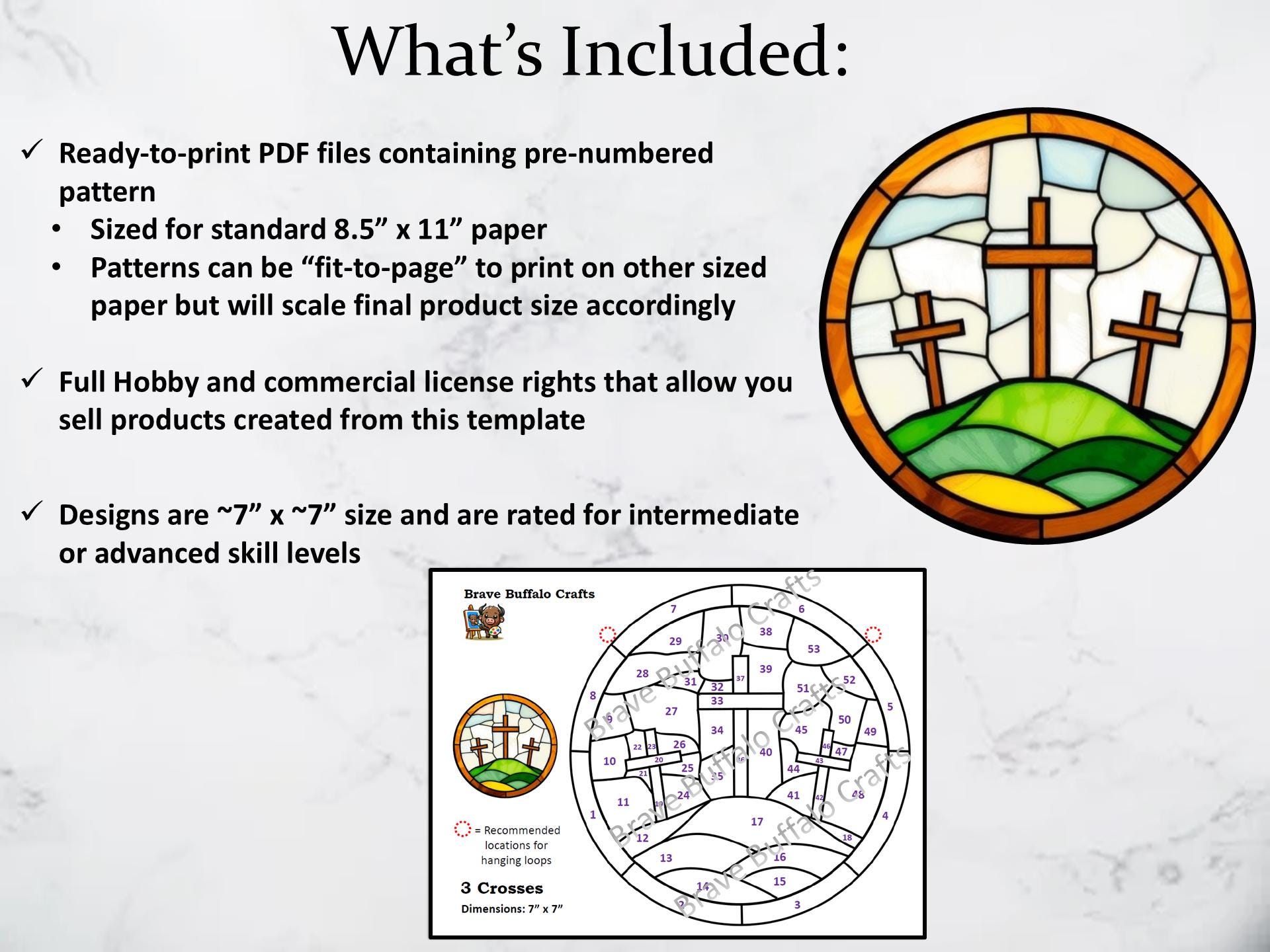 3 Crosses on Calvary, Stained Glass Pattern. Christian DIY Template ...