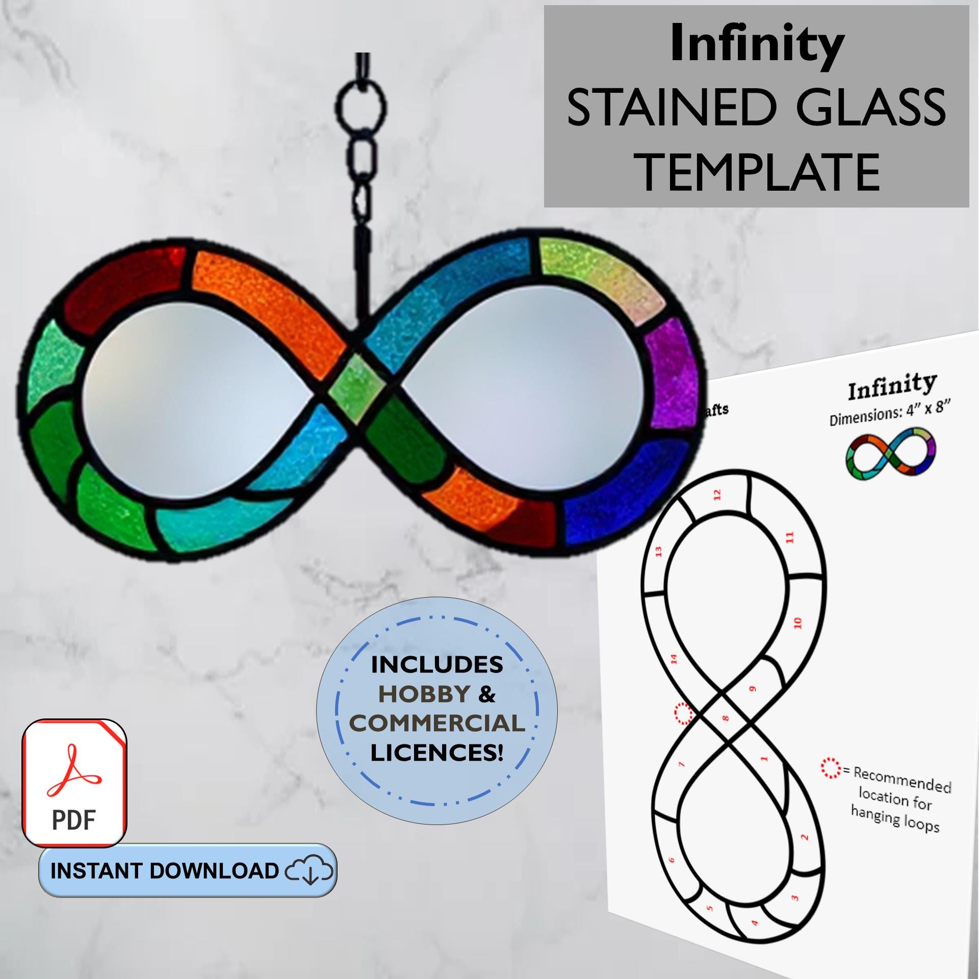 Infinity Symbol Stained Glass Pattern Template, PDF Suncatcher DIY ...