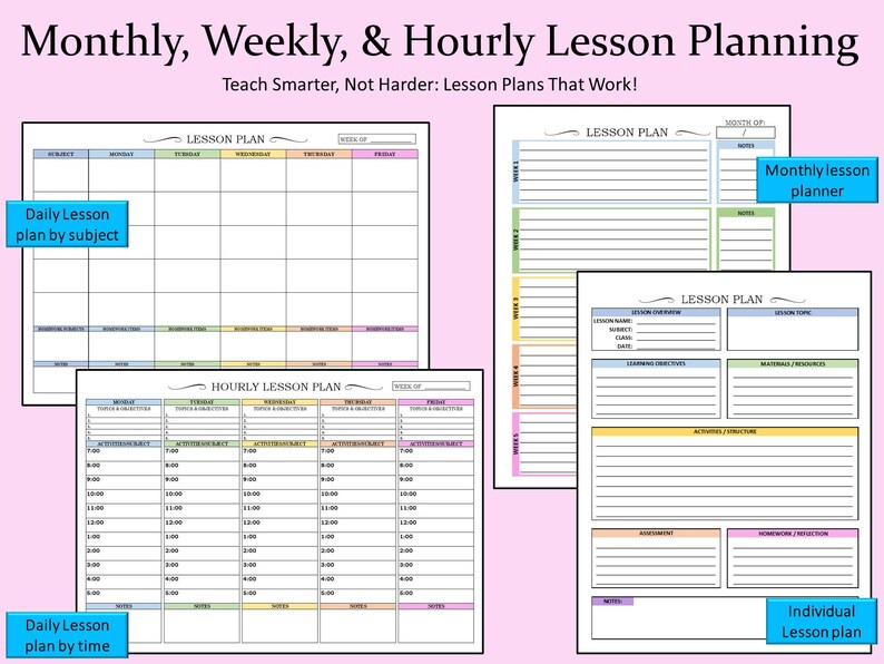 Colorful Lesson Plan Template, Teacher Lesson Planning Printable, Home ...