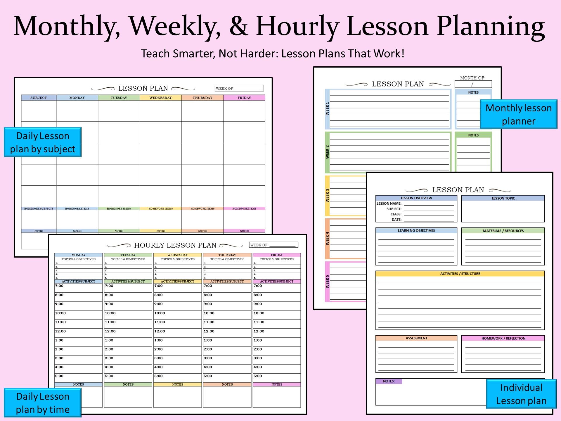 Colorful Lesson Plan Template, Teacher Lesson Planning Printable, Home ...