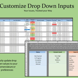 Issues and Concerns Tracker Spreadsheet, Excel Issue Tracking ...