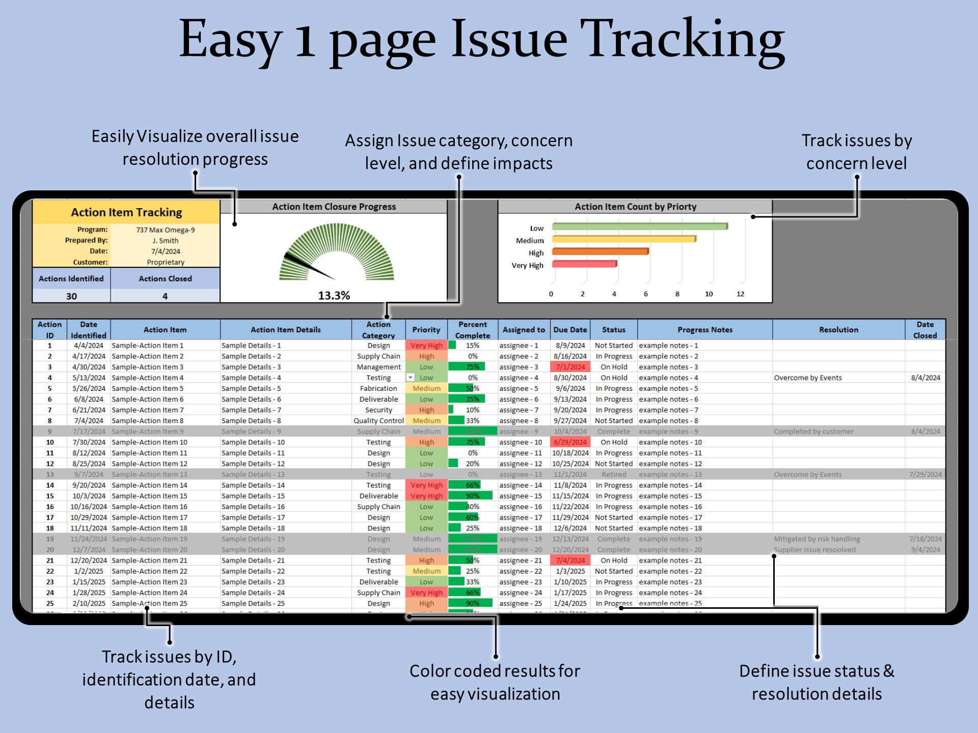 Action Item Tracker Spreadsheet Excel To Do List And Task Tracking