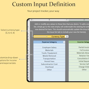 Project Cost Tracker Spreadsheet, Excel Expense and Income Tracking ...