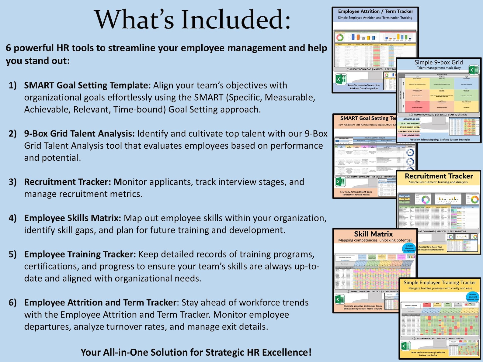 HR Tools Spreadsheet Bundle, Excel Employee Tracking for Skills ...