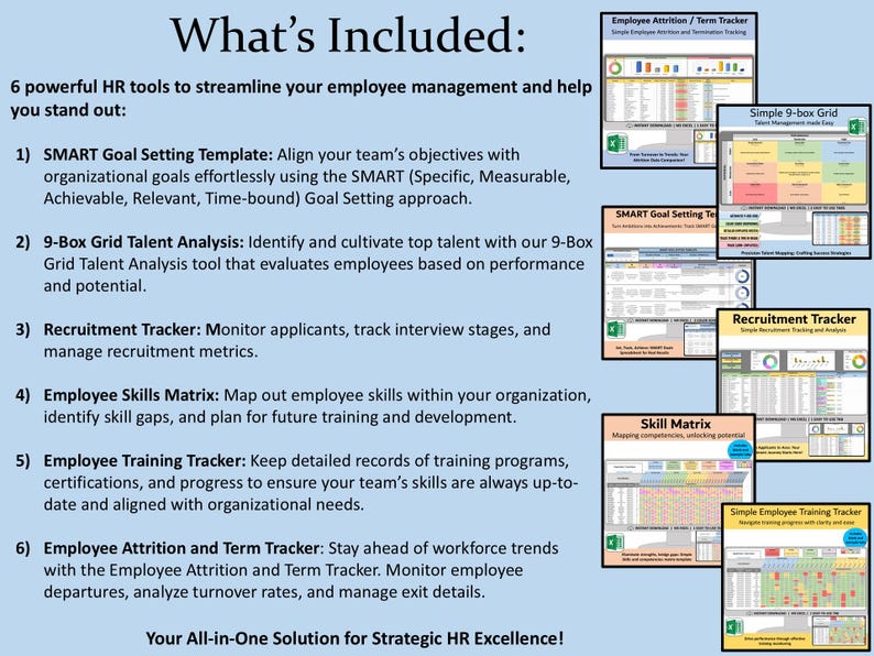 HR Tools Spreadsheet Bundle, Excel Employee Tracking for Skills ...