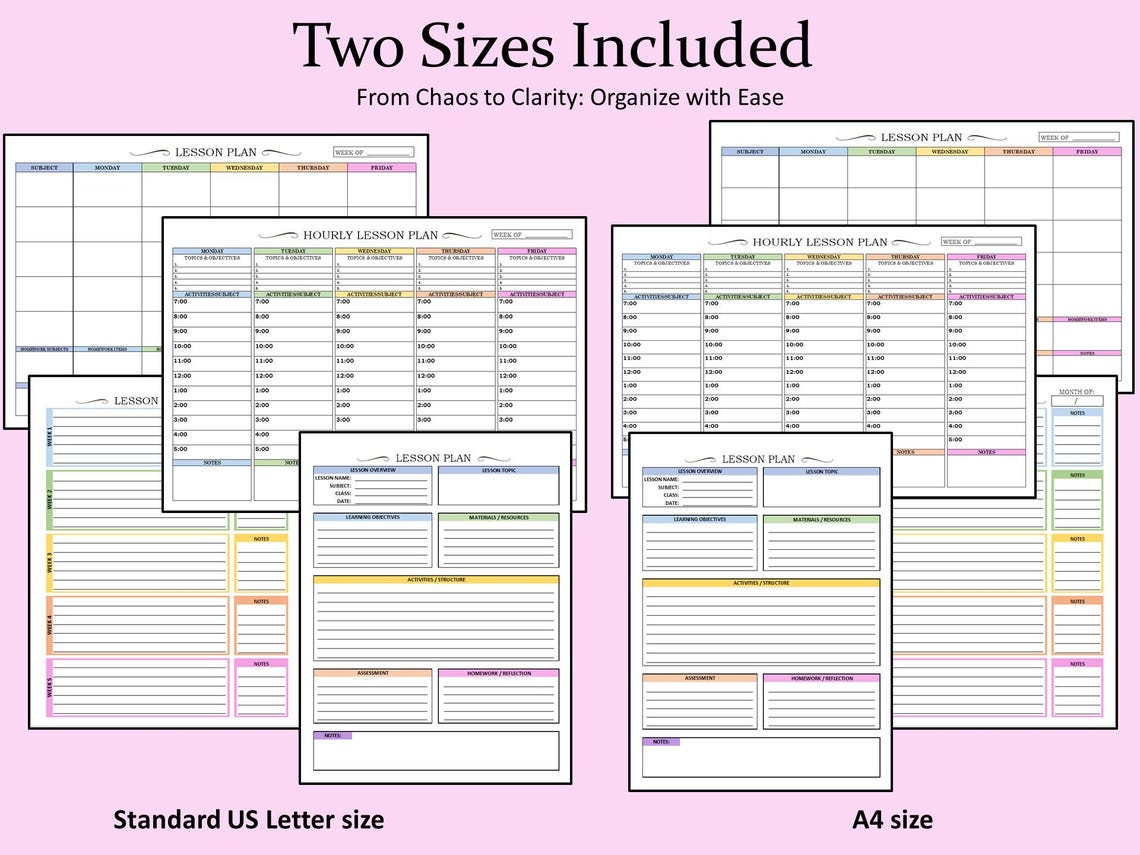 Colorful Lesson Plan Template, Teacher Lesson Planning Printable, Home ...